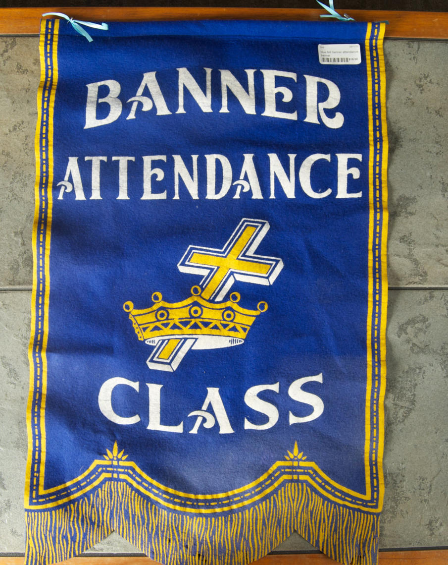 RESERVED for Lesa Vintage Banner Attendance Blue Felt Banner | Stifel ...
