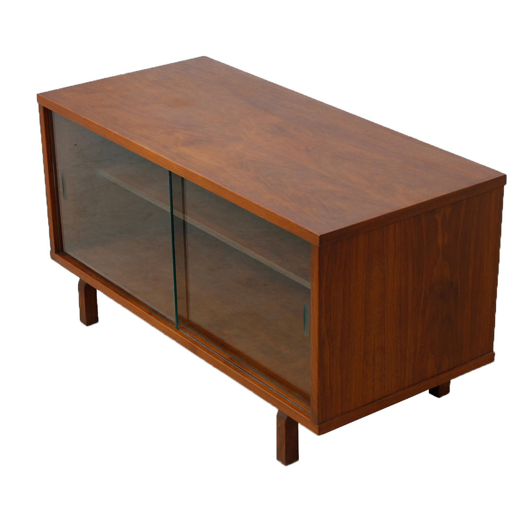 MCM Small Walnut Sliding Glass Door Cabinet | Modern Mobler | Takoma ...
