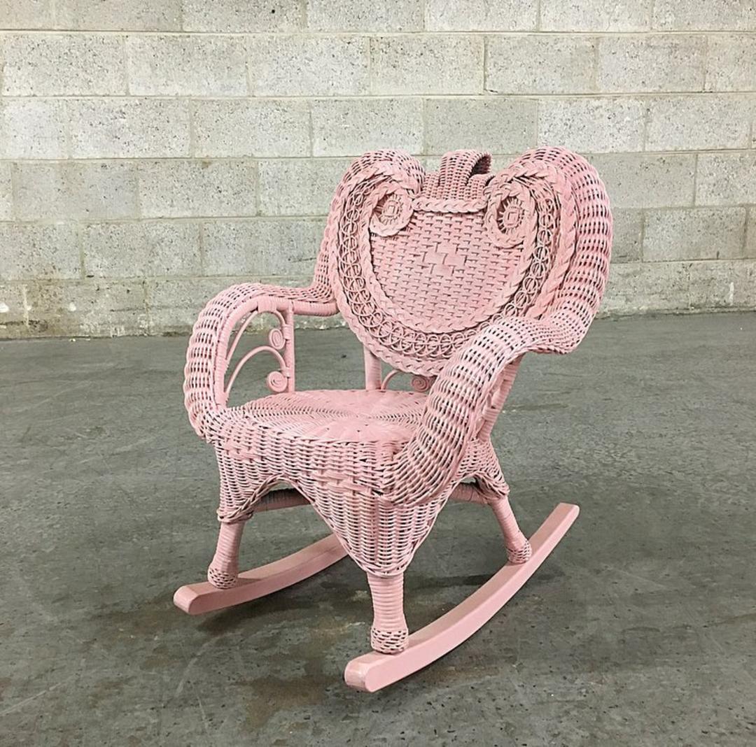 LOCAL PICKUP ONLY Vintage Rocking Chair Retro 1980s Pink + Heart ...