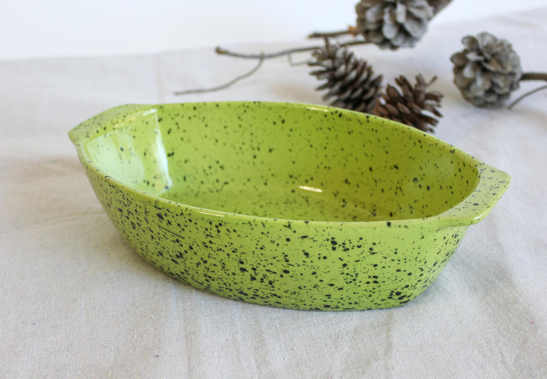 Vintage Cerutil Lime Speckled Stoneware Casserole Dish | Bakeware ...