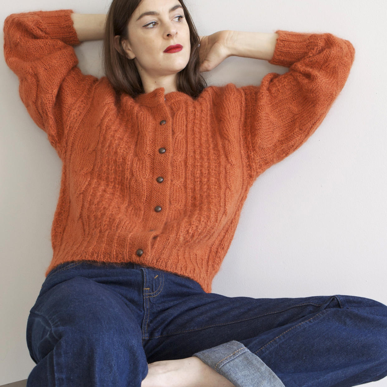Forenza Italy burnt orange mohair cable knit sweater | EELT - New York ...