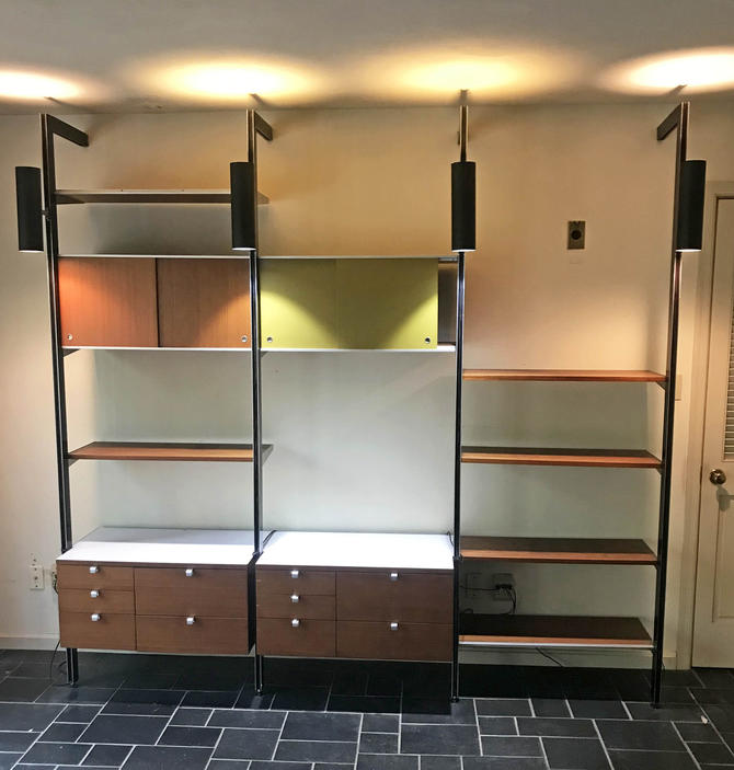 Mid-Century Modern Lighted George Nelson Css Herman Miller Wall Unit ...