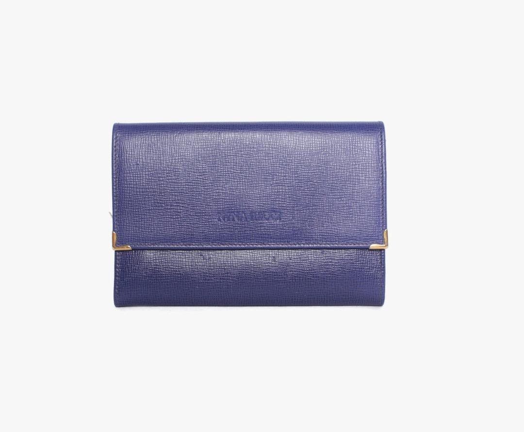 Vintage Nina Ricci Leather Wallet / 1980s Unused Royal Blue Pebbled ...