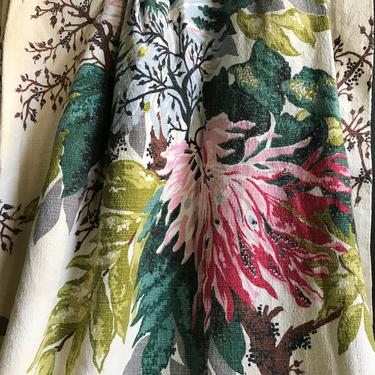 Barkcloth Drapery Panel, Mid Century Modern Decor, Floral | Jan's ...