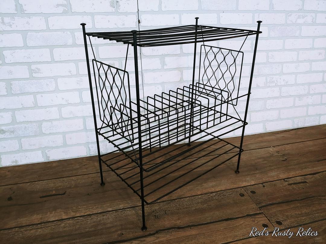 Mid Century Black 3 Tier Wire Record Rack Record Player Holder | Reds ...
