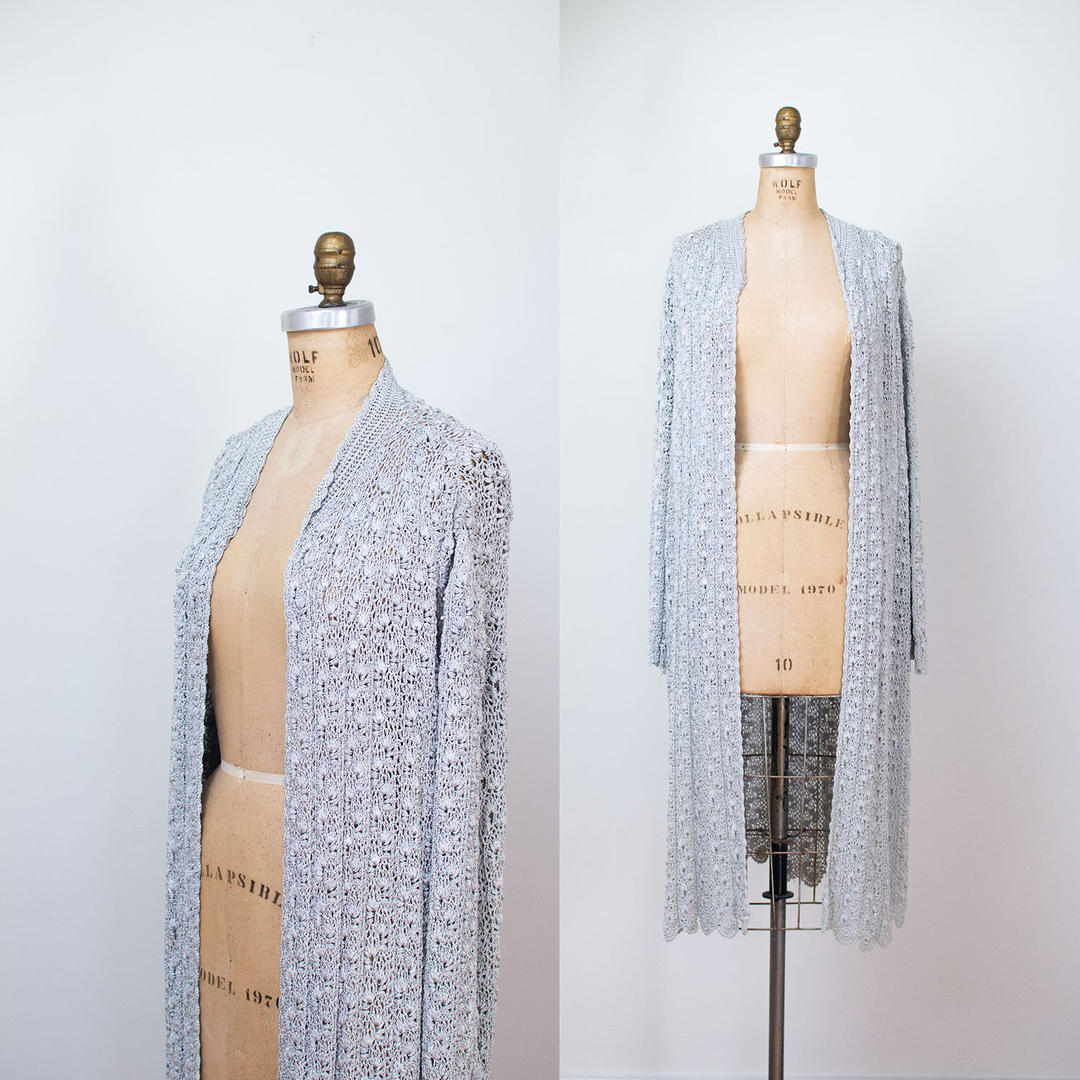 1970s Pale Blue Crochet Duster / 1920s Style Duster | Female Hysteria ...