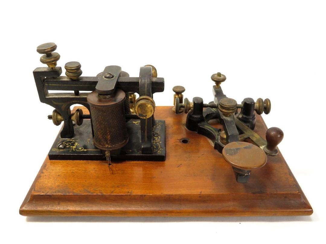 Antique PATRICK CARTER TELEGRAPH KEY & SOUNDER W/ BASE Morse Code ...