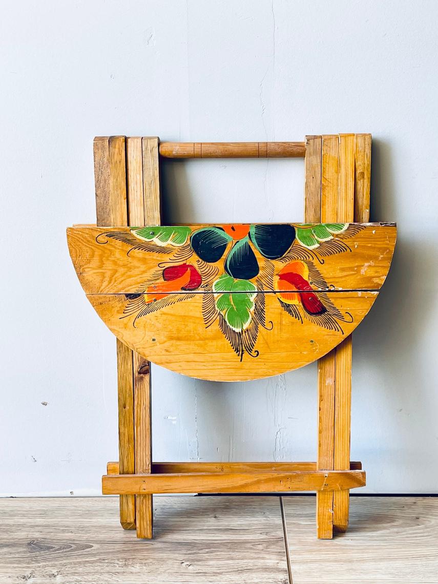 Round Folding Boho Painted Wood Table | Floral | Mexican | Bohemian ...