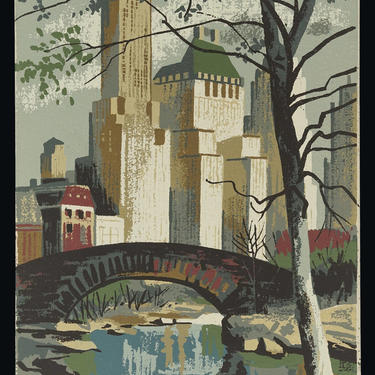 Mark Coomer Serigraph New York Gapstow Bridge Central | Vintage ...