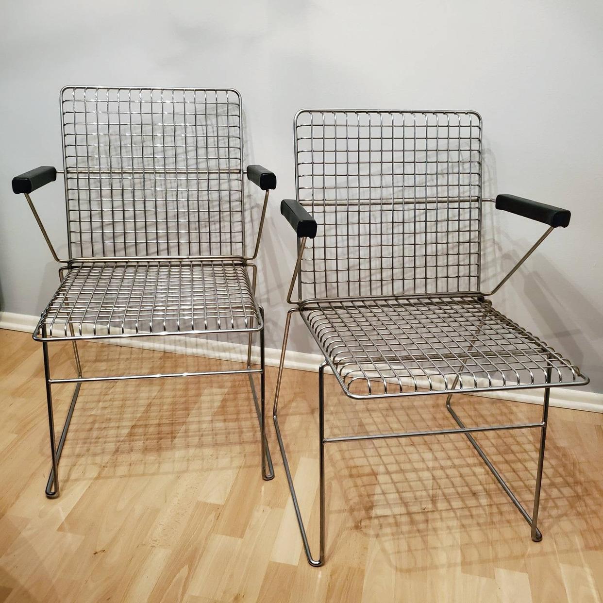 Pair of Mid Century Modern Chrome Wire Grid | Bells & Whistles ...
