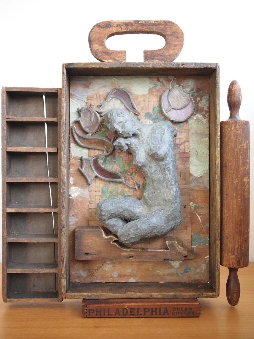 Original JOAN GOLDSMITH Mixed Media SCULPTURE 23x20x5" Woman | Refuge ...