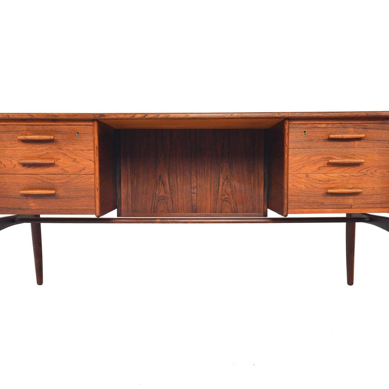 Danish Mid Century Modern Brazilian Rosewood Executive Desk ...